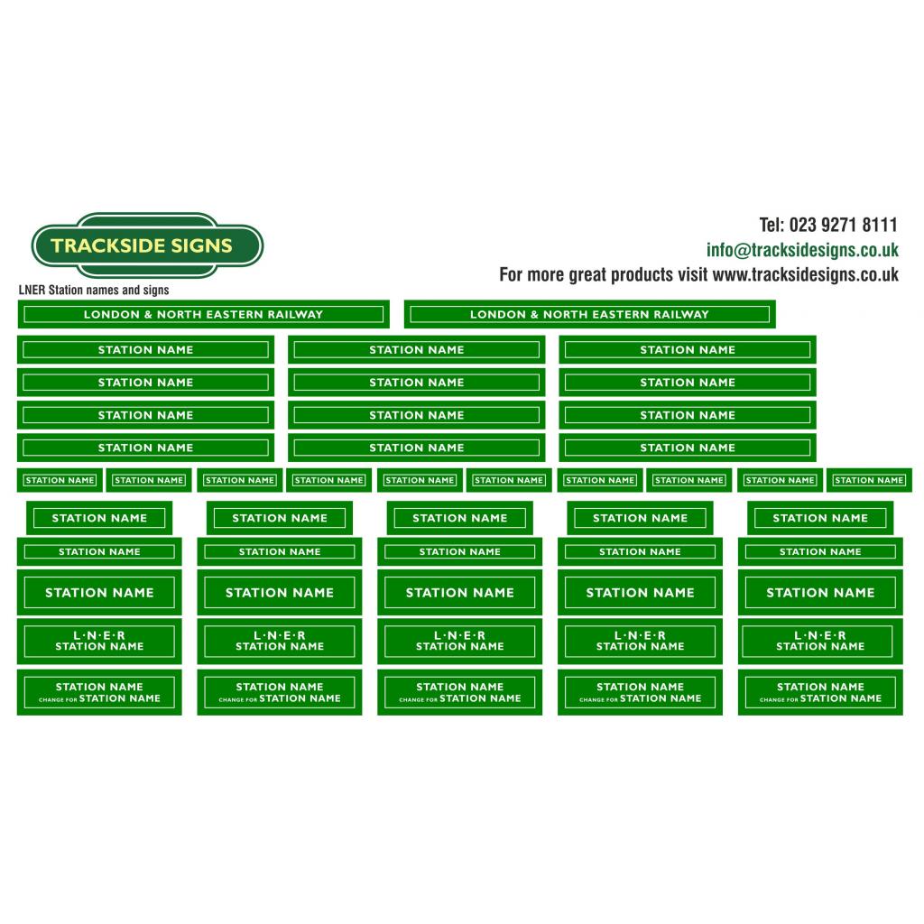 LNER Full Station Sets - OO Gauge | Model Railway Signs | Trackside Signs