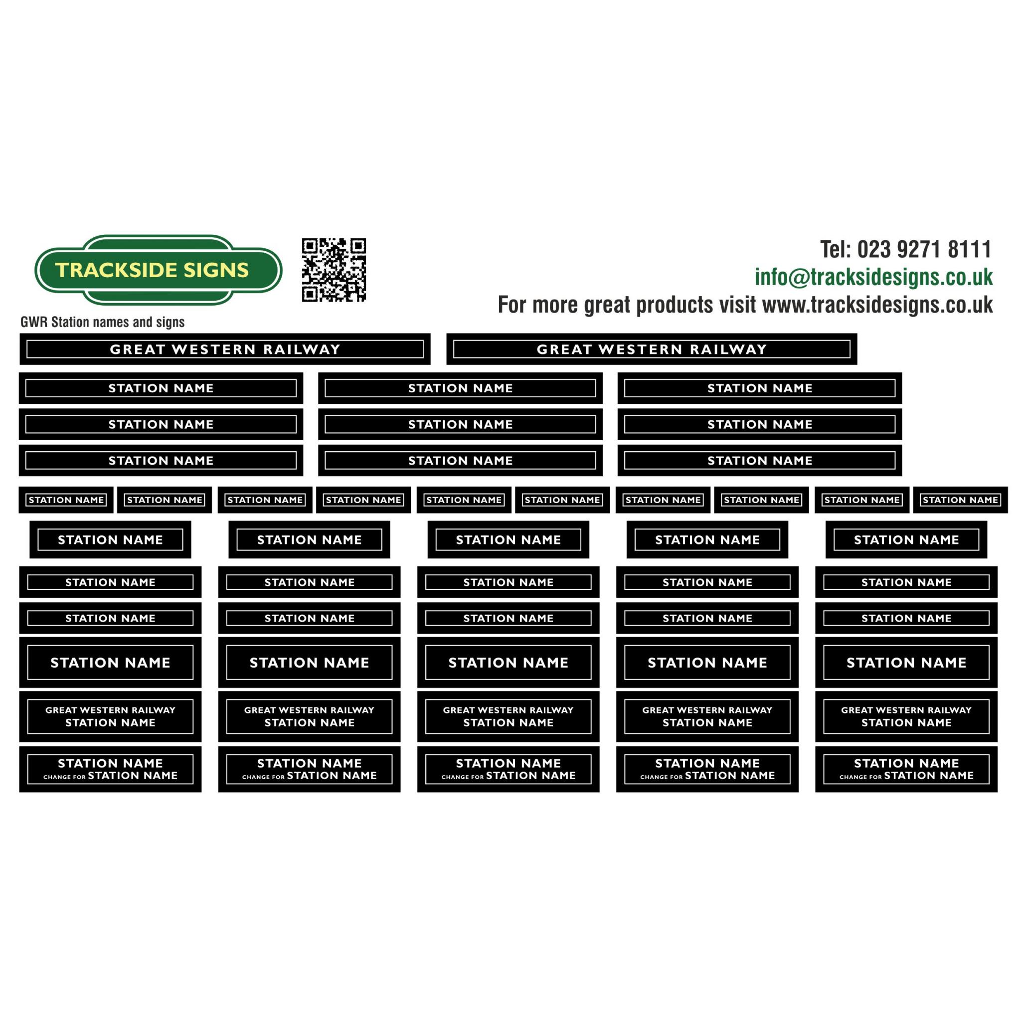 GWR Full Station Set - OO Gauge | Model Railway Name Signs | Trackside ...