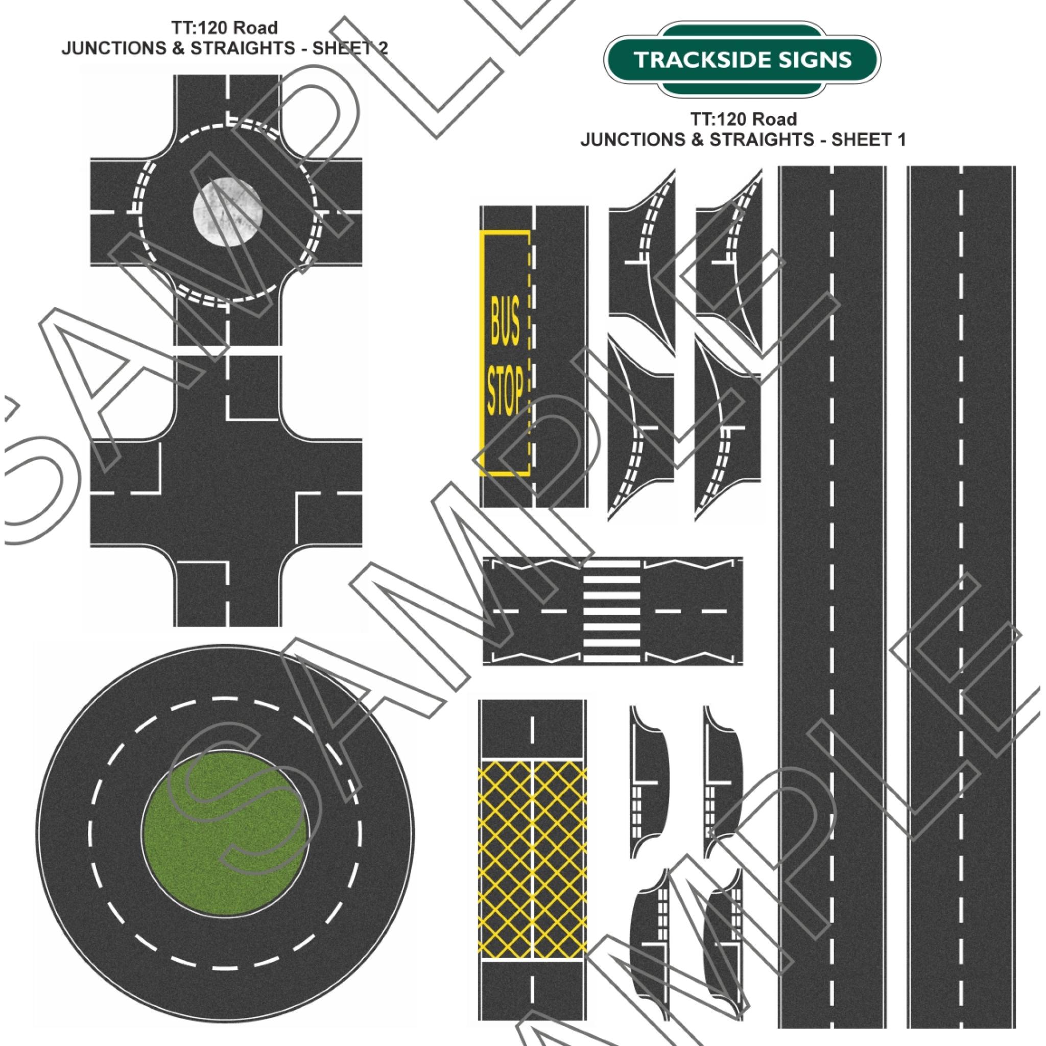 TT120 Junctions & Straight Road Sheet | Trackside Signs